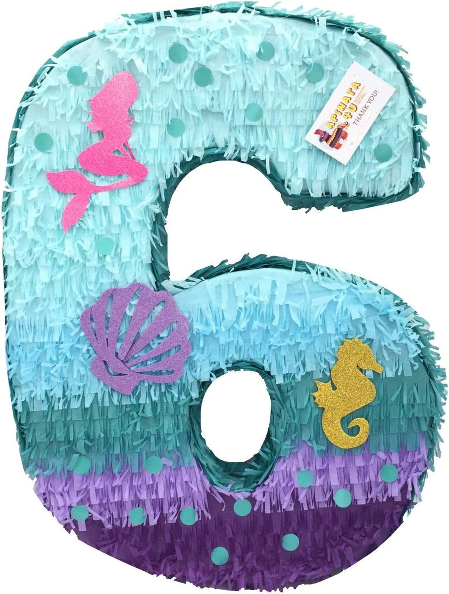 Large Number Six Pinata Under the Sea Theme Mermaid Birthday Themed ...