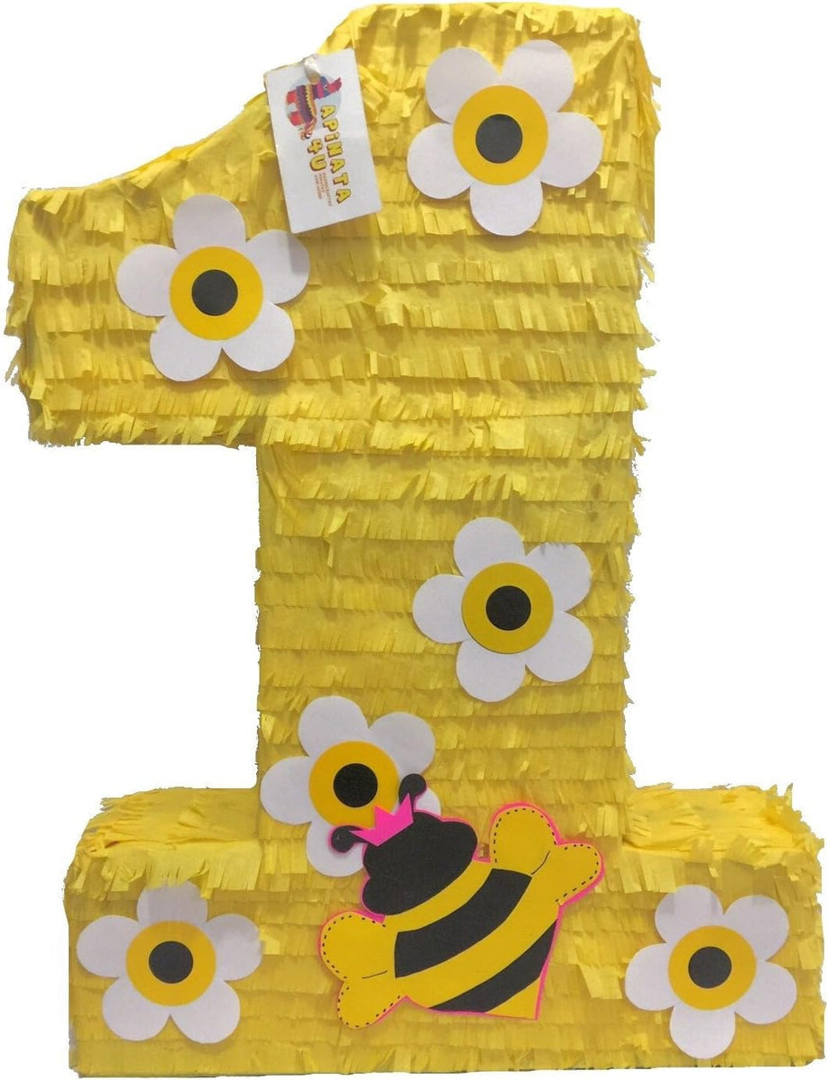 Large 20" Yellow Number One Pinata Queen Bee Theme Bumblebee Party Sup ...