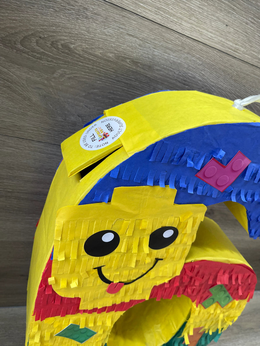 Block Themed Number 6 Pinata for 6th Birthday Colorful Party Decor, Ki ...