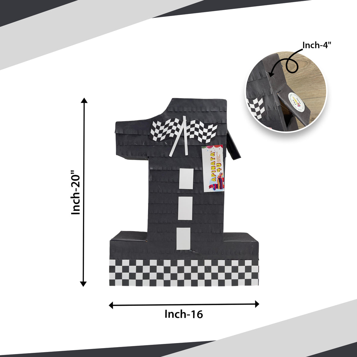 Racing Flag Themed Number One Pinata, First Birthday Party Decor, Cust ...