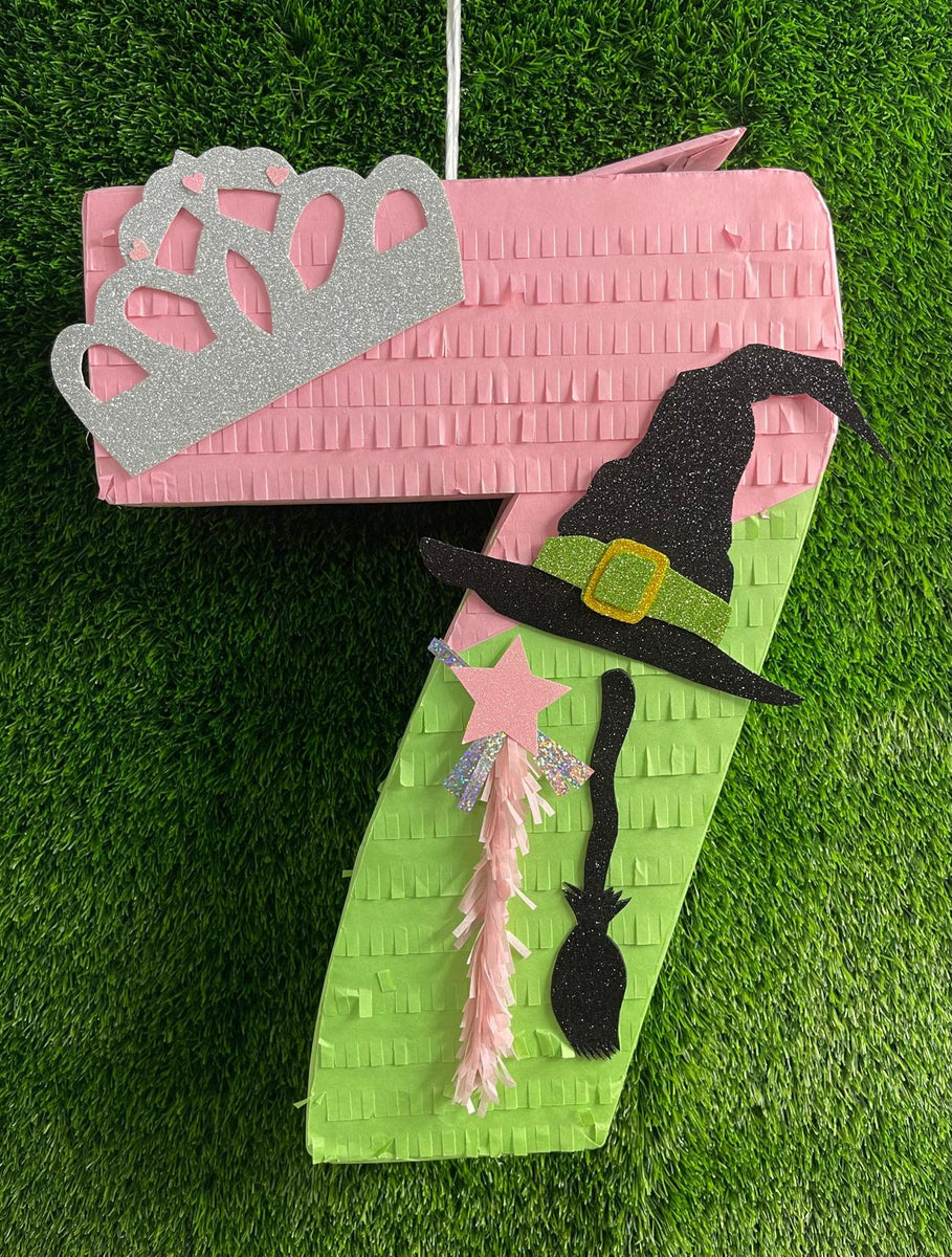Number Seven Pinata, Handmade Witch Themed Pinata for Princess Birthda ...