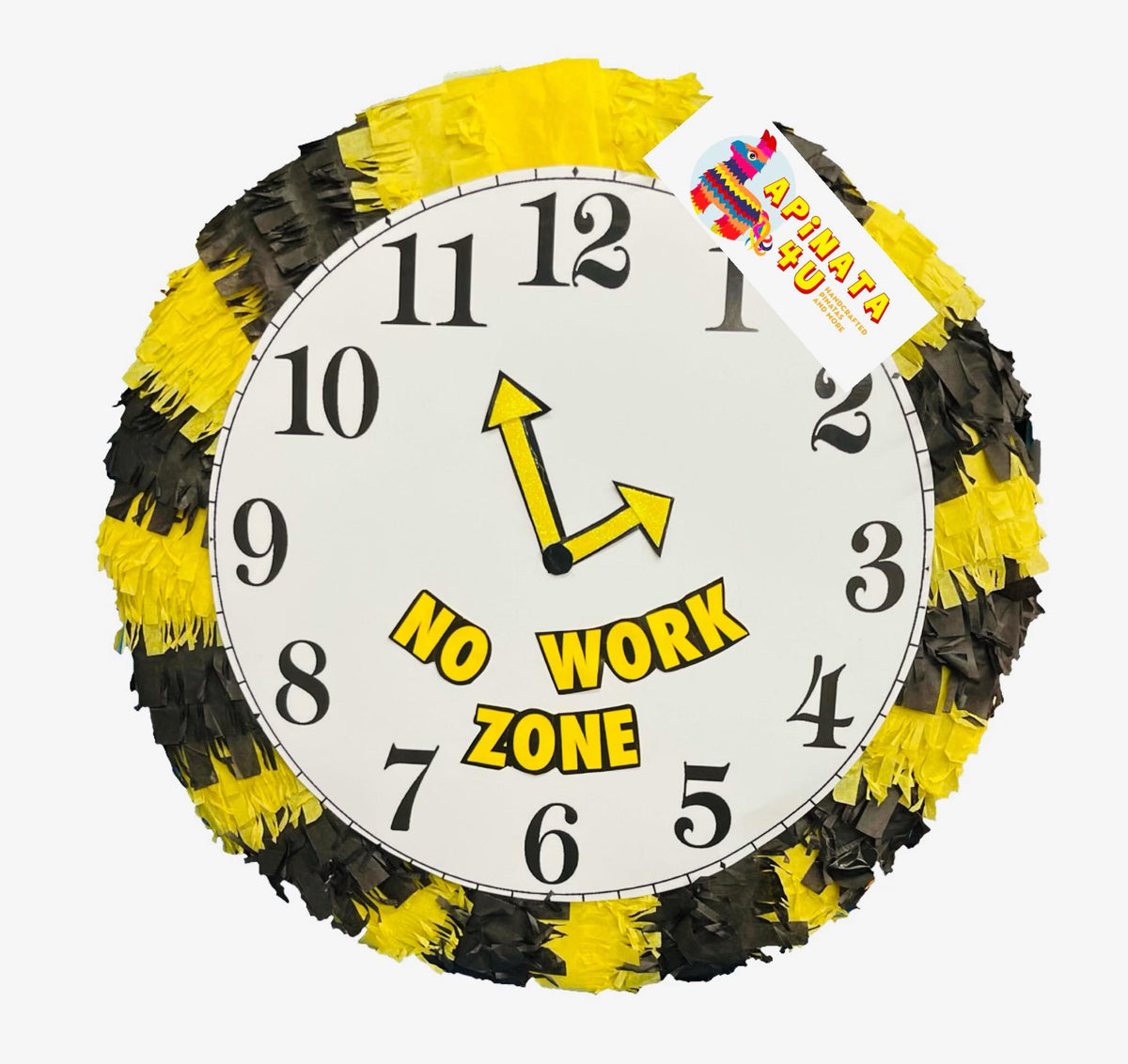 16" No Work Zone Retirement Party Pinata Black and Yellow – APINATA4U