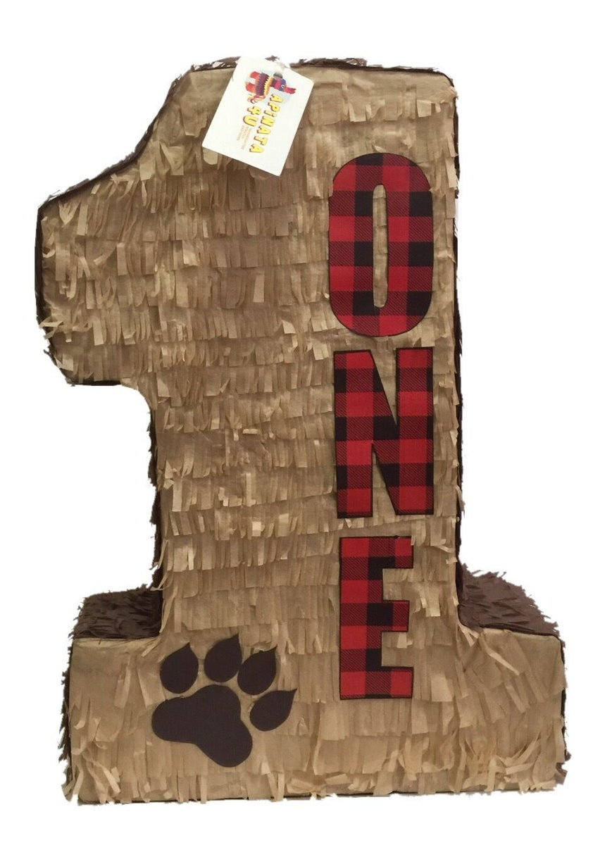 20" Tall Number One Pinata Lumberjack Themed First Birthday Plaid One ...