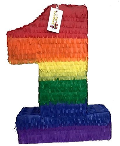 APINATA4U Number One Pinata Rainbow Colored 20" Tall