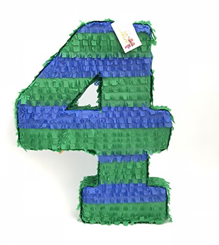 APINATA4U Green and Blue Number Four Pinata Fourth Birthday