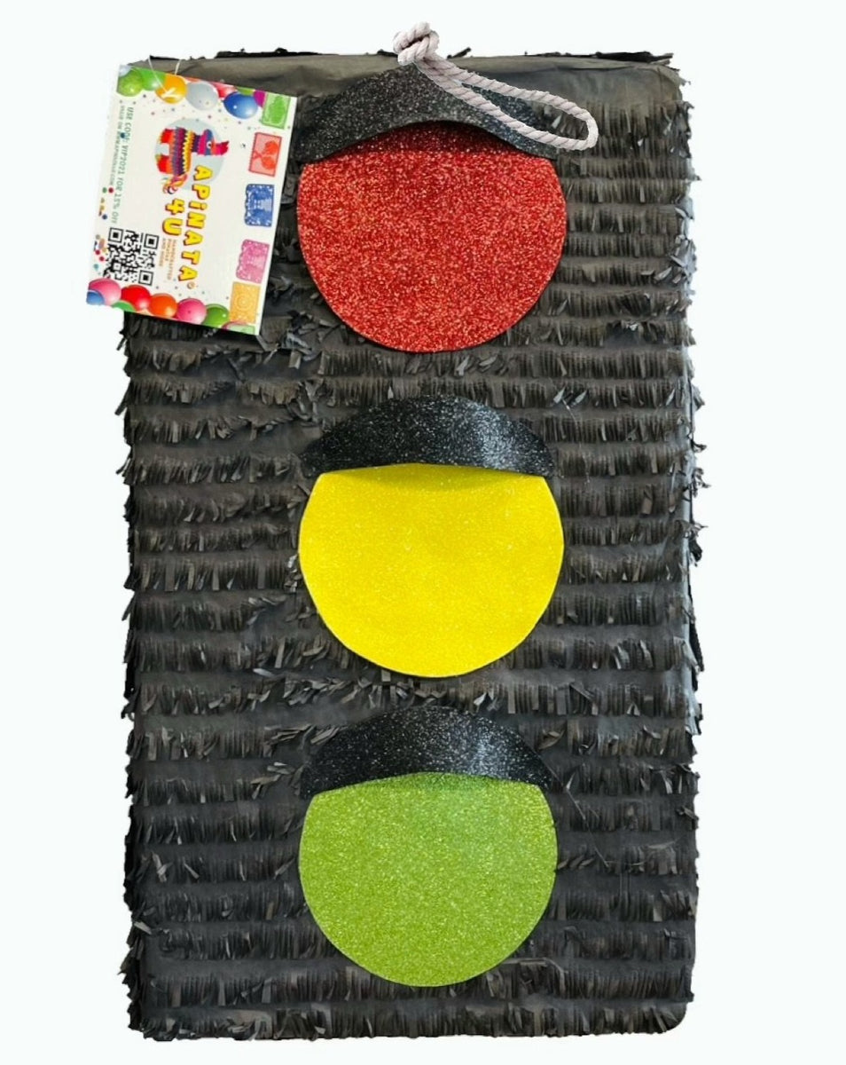 20" Tall Traffic Light Pinata Red Yellow Green Light Stop Sign Happy B ...