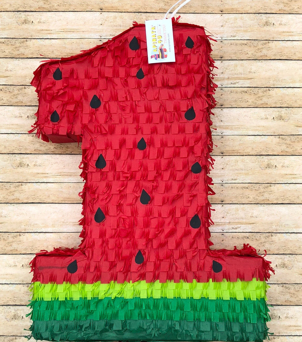 20” Tall Number One Pinata Watermelon Theme Red Color – APINATA4U
